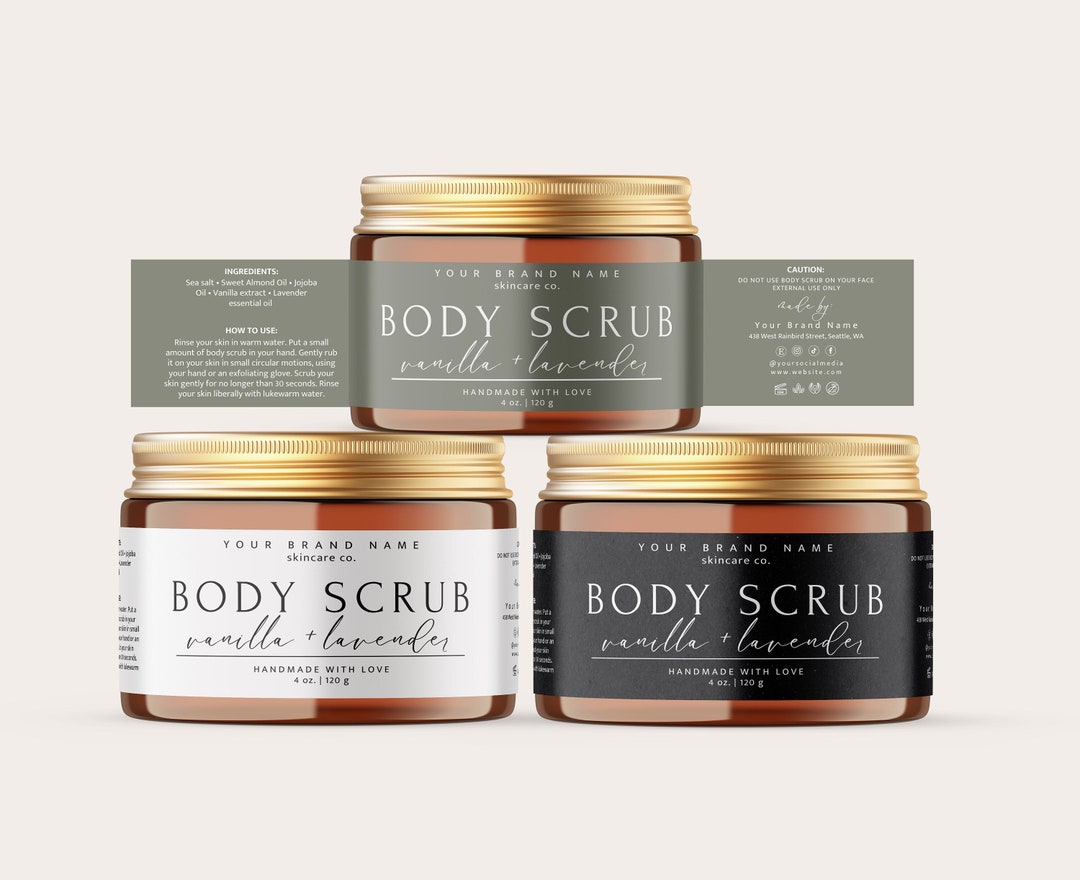 Editable Bath Body Scrub Label, DIY Bath Soak Salt Canva Template, Wrap ...