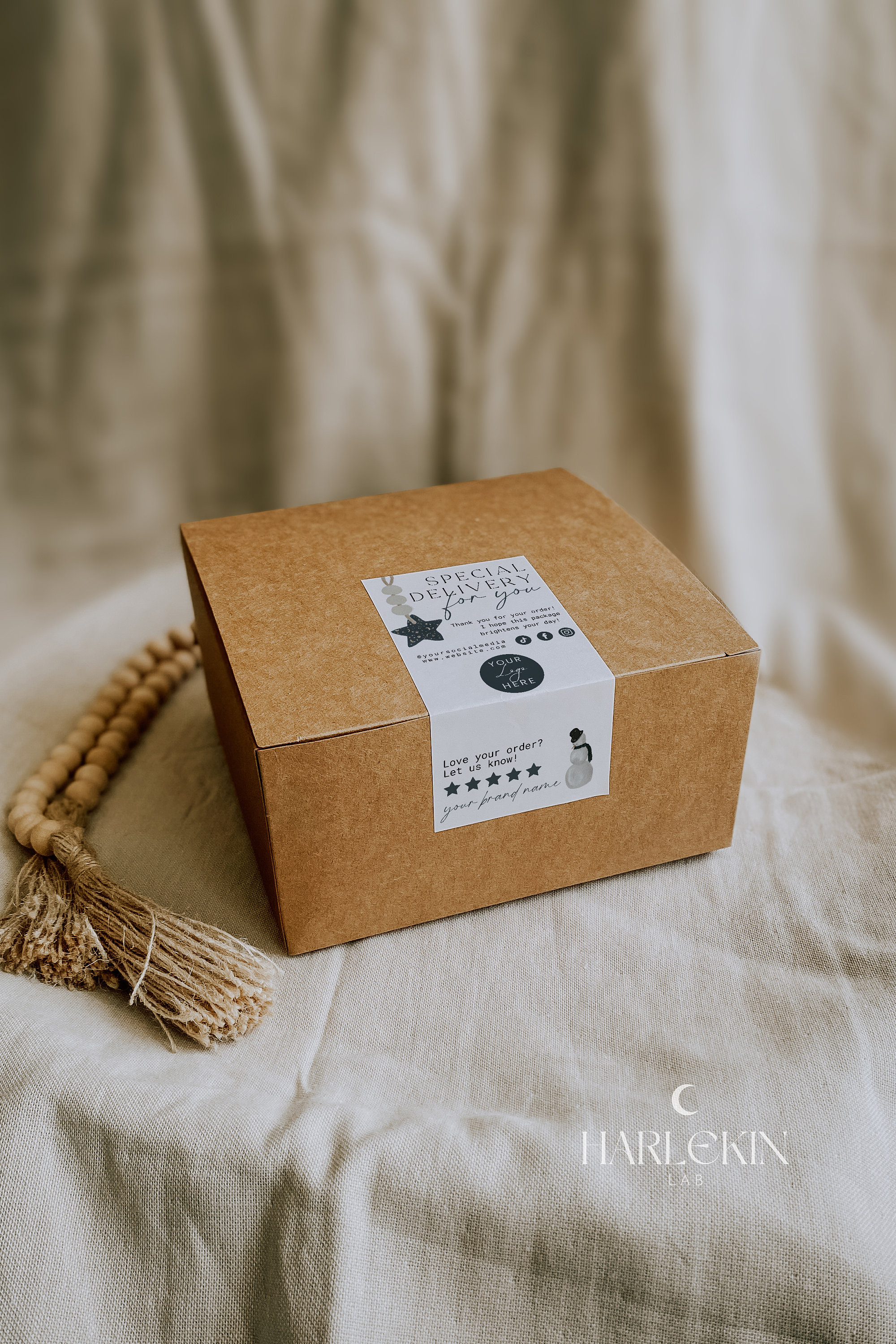 Editable Winter Box Label Template, Christmas Shipping Label Design ...