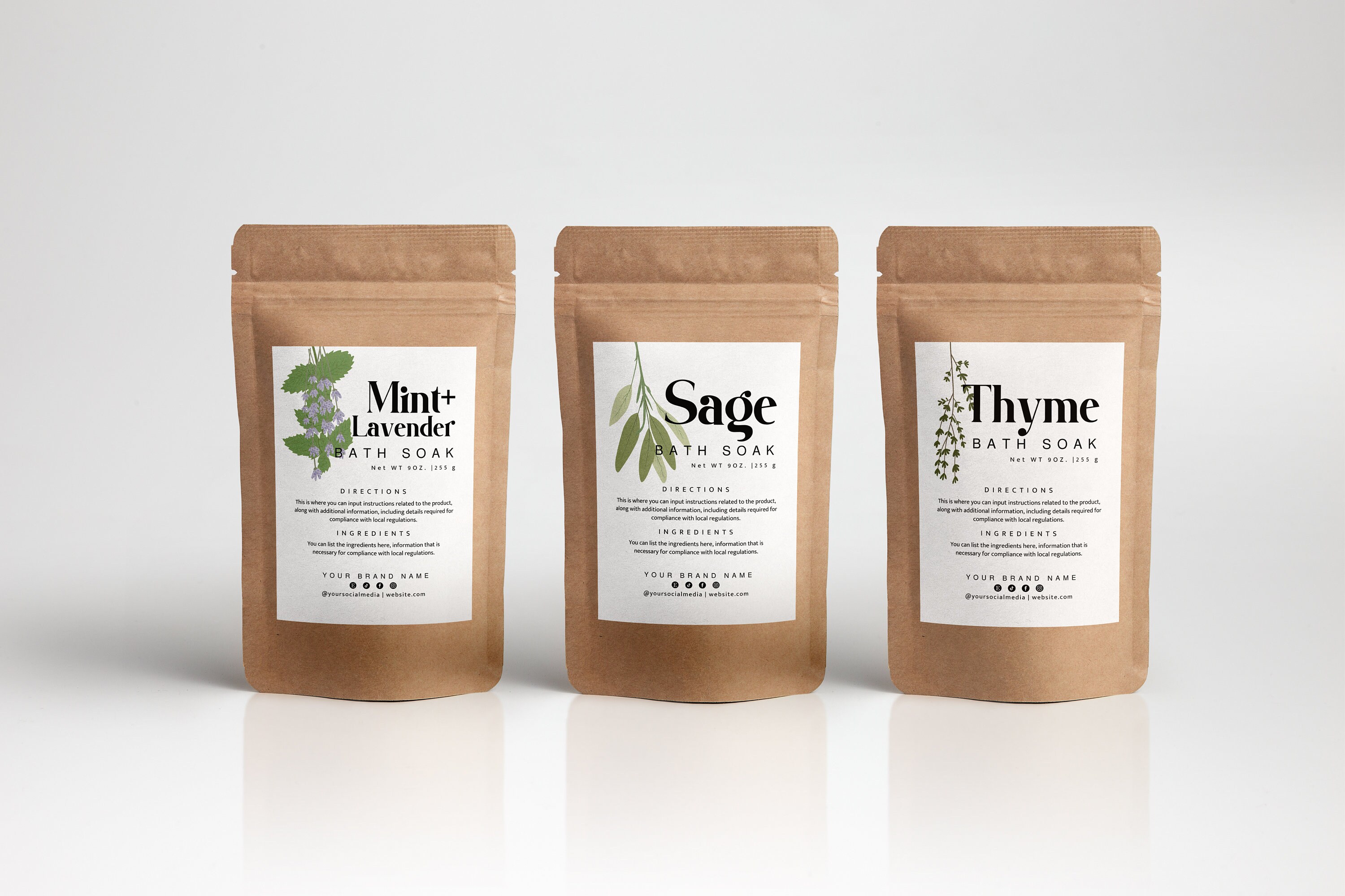 DIY Pouch Label Template, Editable Body Product Label Design, Tea Pouch ...