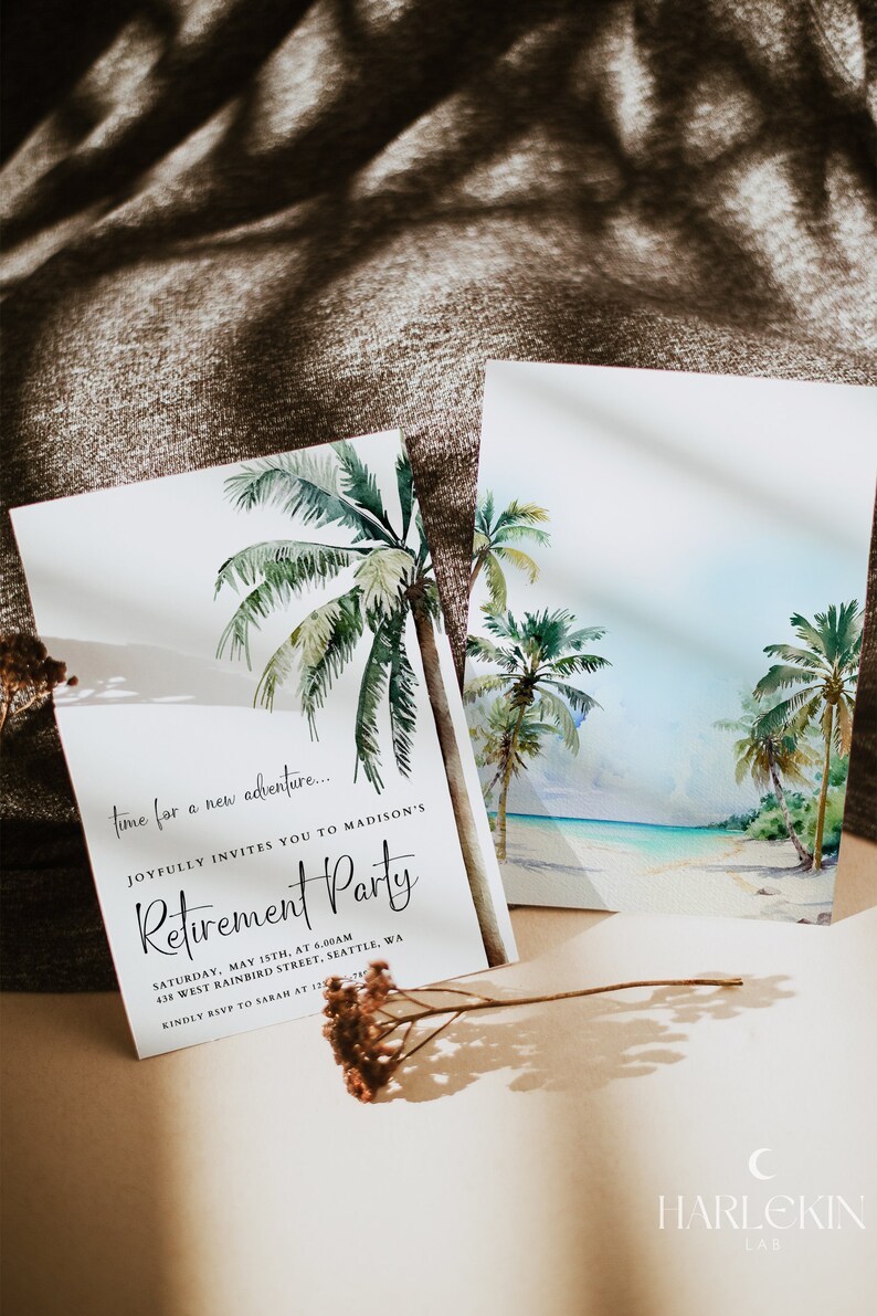 Editable Tropical Retirement Celebration Invitation Template, DIY ...