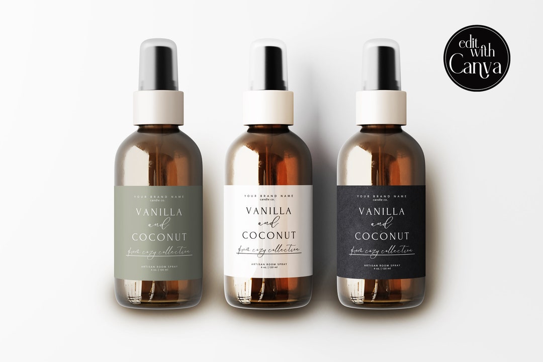 Editable Room Spray Label Template Canva, DIY Linen Spray Bottle Label ...