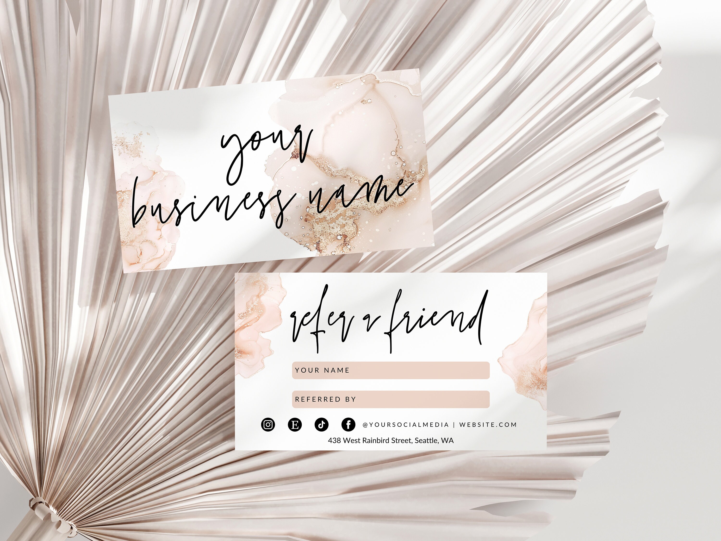 Editable Boho Referral Card Template, Neutral Refer a Friend Card, DIY ...