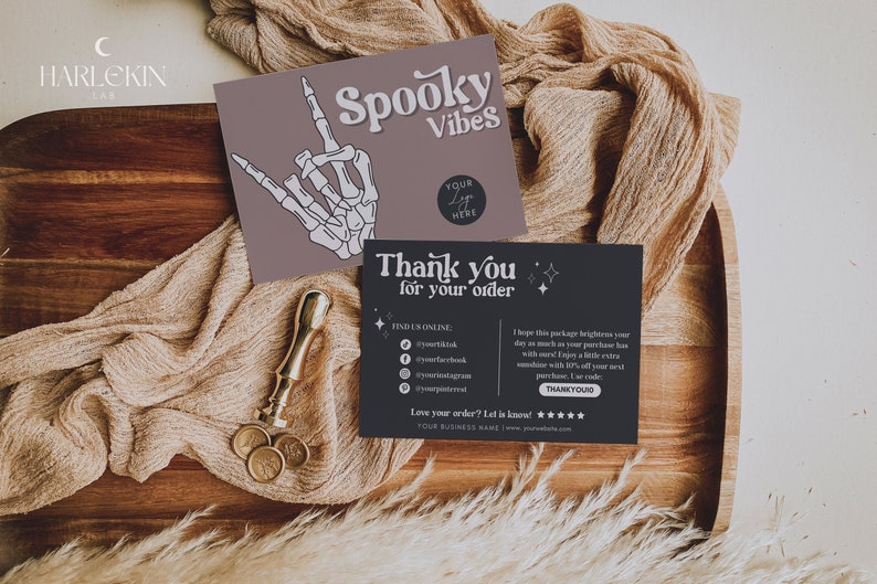 Editable Skeleton Halloween Thank You Card Customizable - Etsy