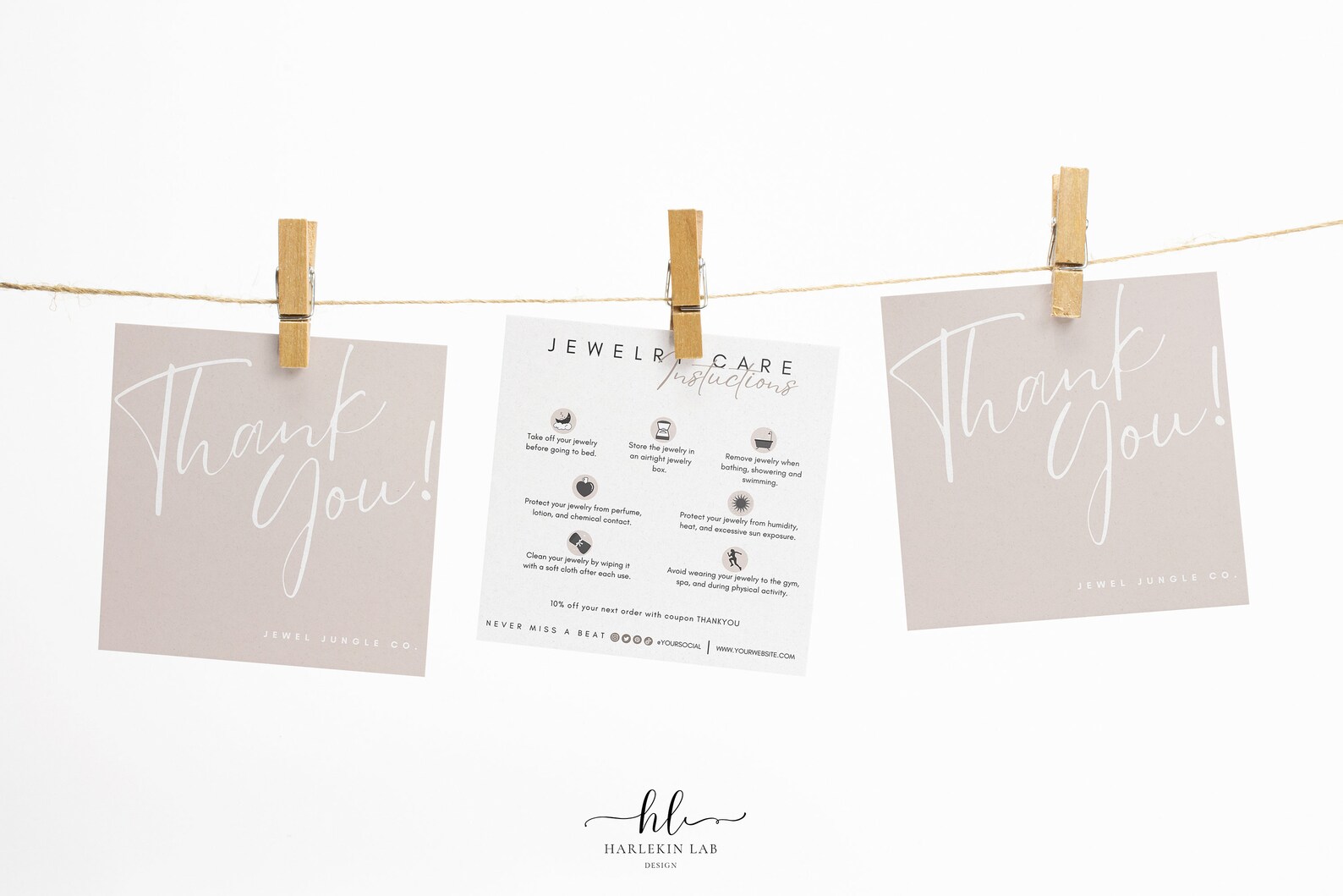 Editable Jewellry Care Card Template, Custom Business Thank You ...