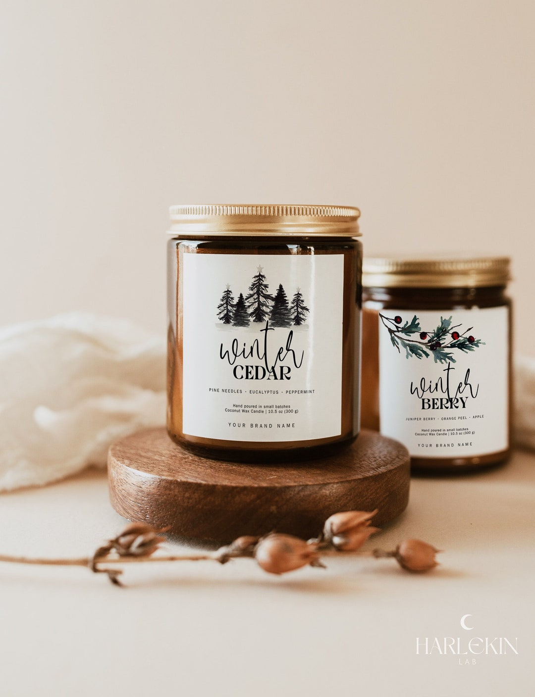 Editable Christmas Candle Label, Customizable Canva Template, Winter ...