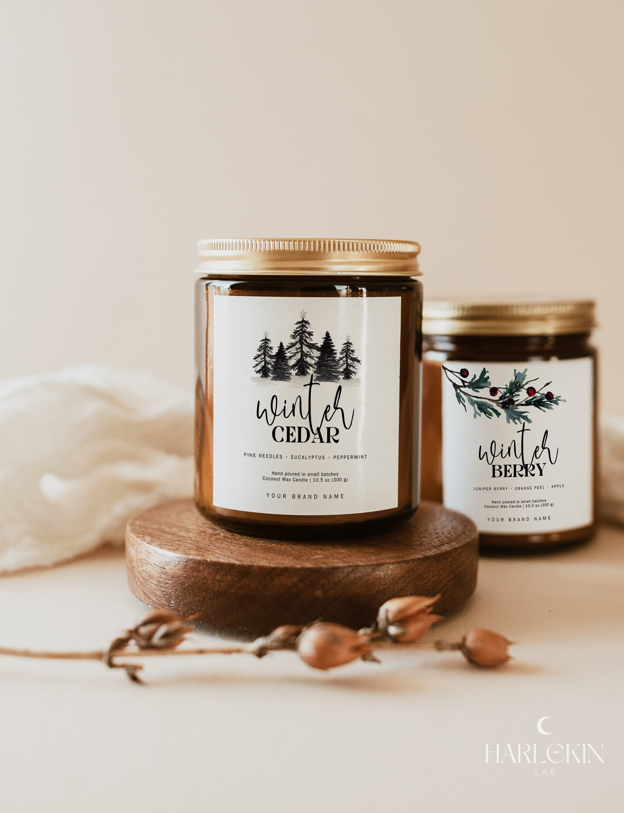 Editable Christmas Candle Label, Customizable Canva Template, Winter ...