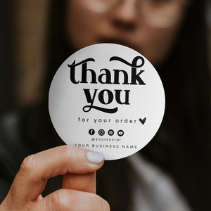 DIY Retro Business Packaging Labels, Editable Round Box Seal Sticker ...