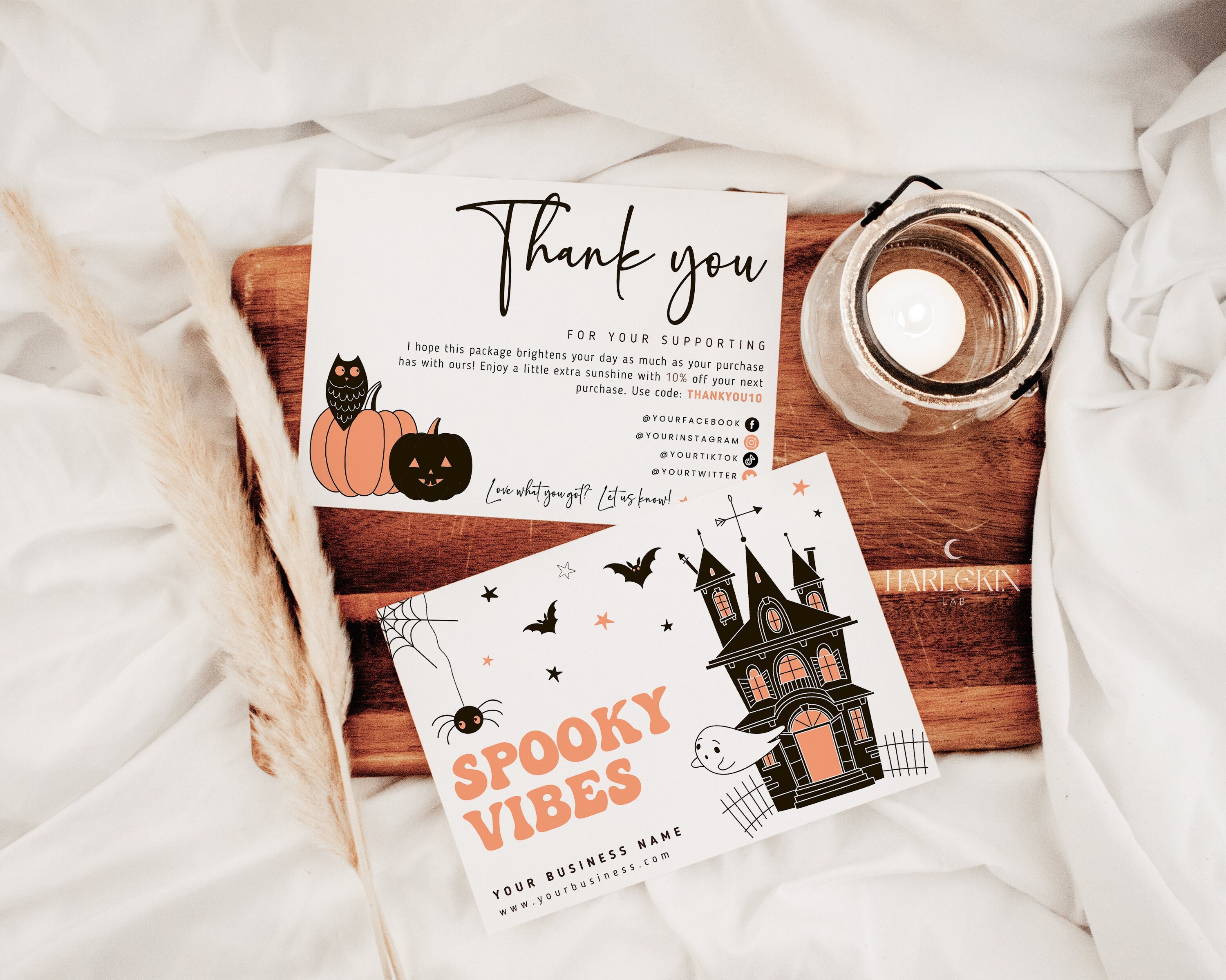Editable Spooky Halloween Thank You Card, Customizable Thanks Note ...