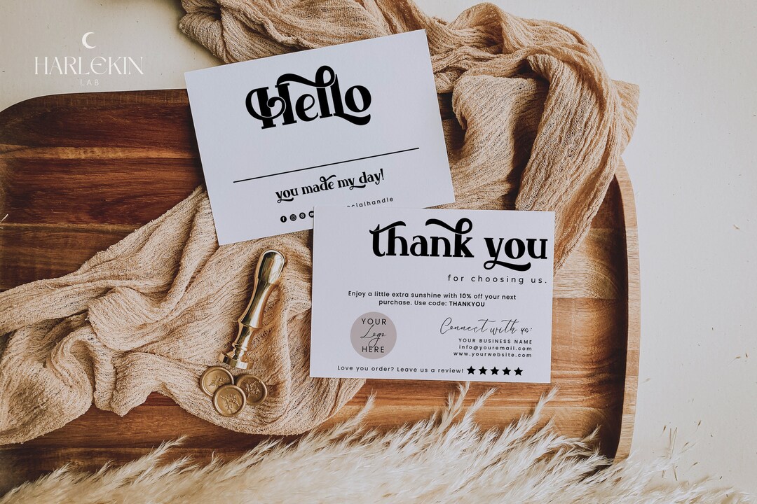 Editable Thank You Card, Customizable Thanks Note, Package Insert ...