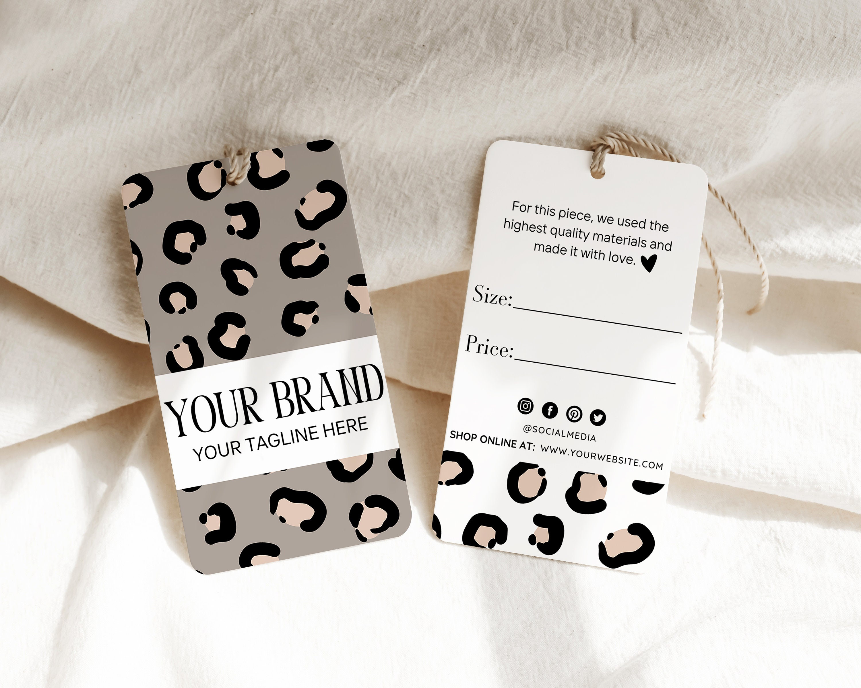 Editable Business Price Tag Template, Leopard Print Boutique Swing Tag ...