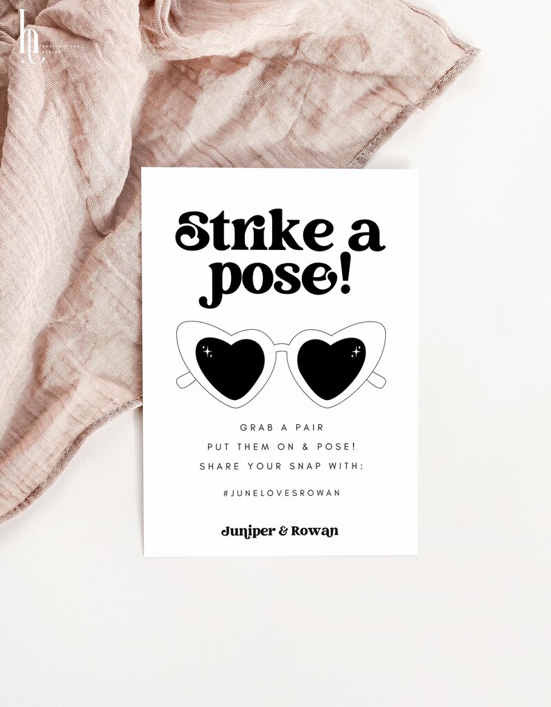 MIRAY Strike a Pose Sign Template, Wedding Sunglasses Party Sign ...