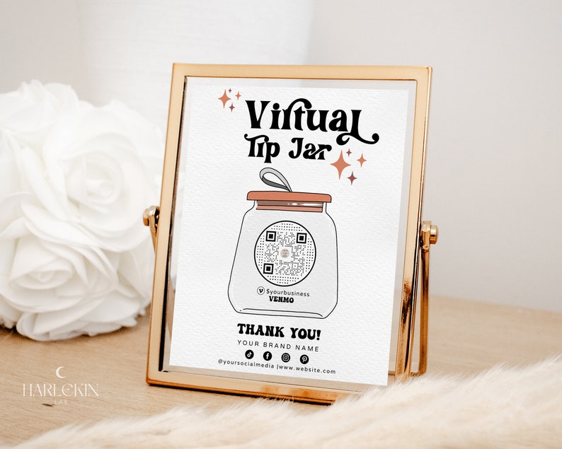 Editable Retro Virtual Tip Jar DIY Canva Sign Template - Etsy