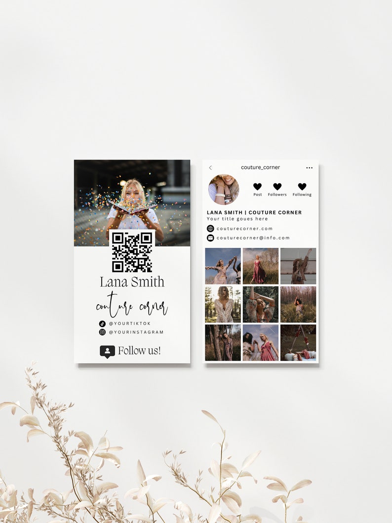 Printable Instagram Style Business Card With QR Code, Name Card ...