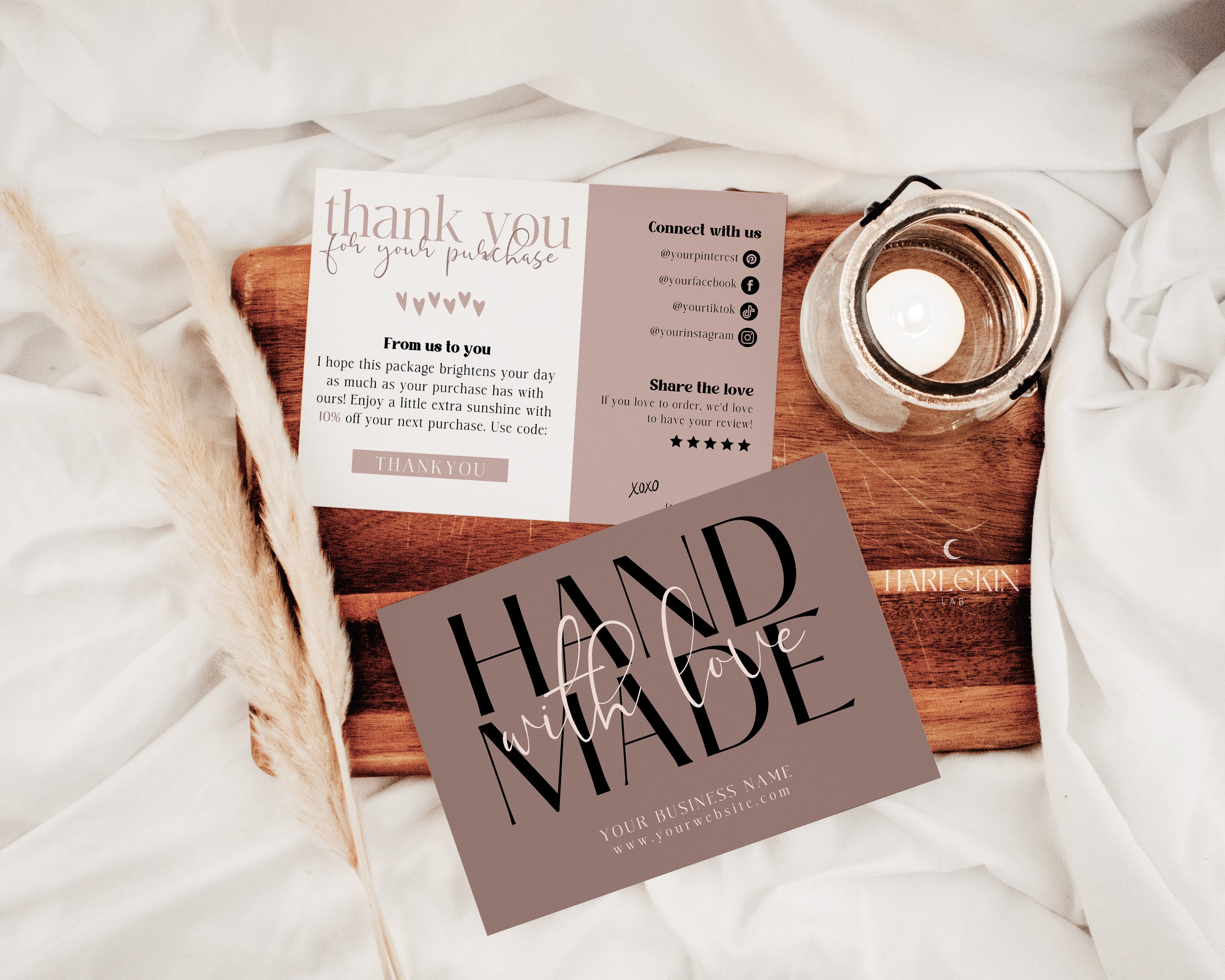 Editable Thank You Card, Customizable Thanks Note, Package Insert ...