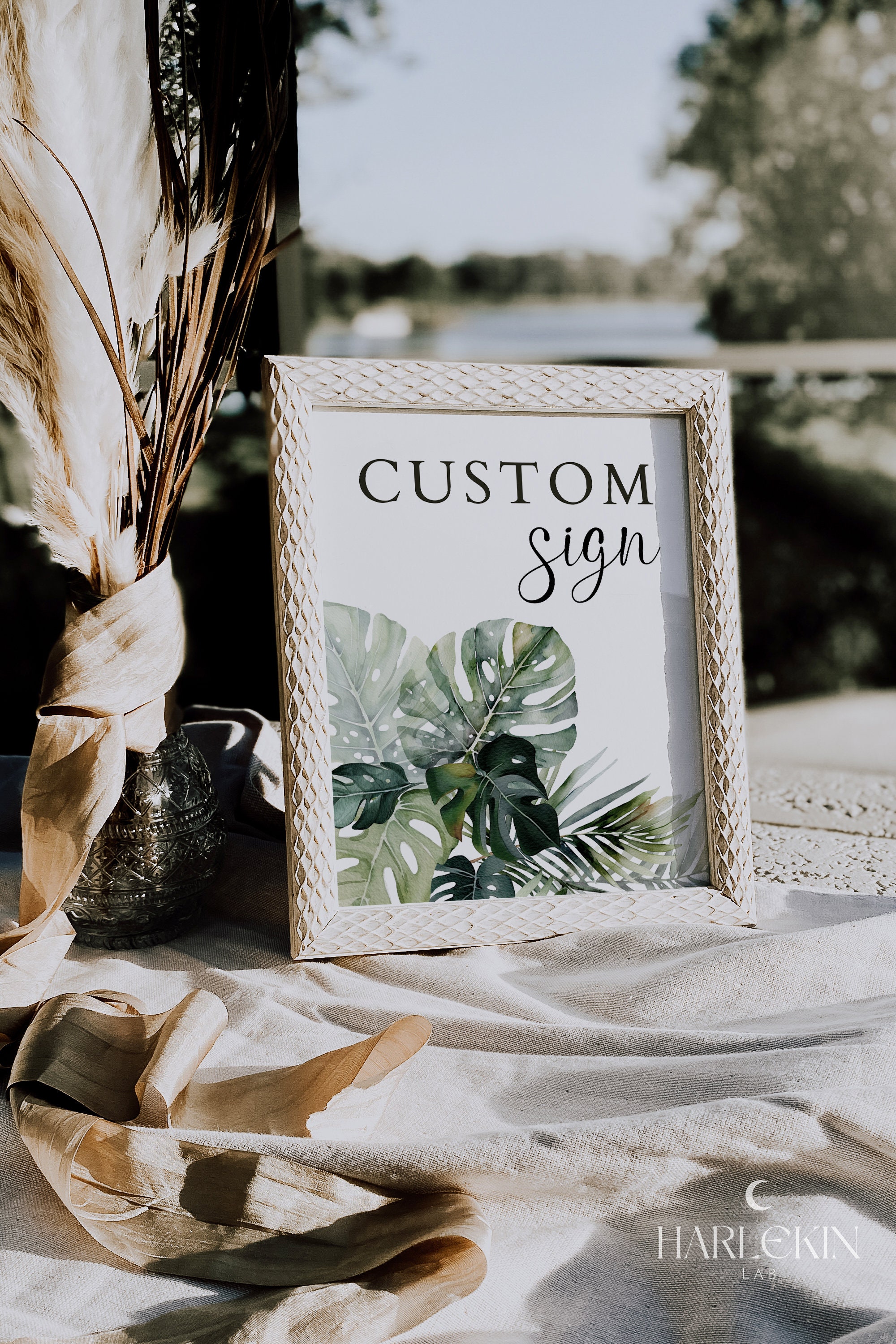 Editable Tropical Birthday Custom Text Sign, DIY Summer Custom Table ...