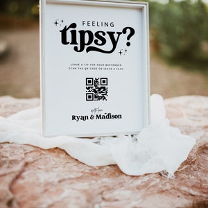 Editable Feeling Tipsy Sign Template, Modern Tip Your Bartender Sign ...