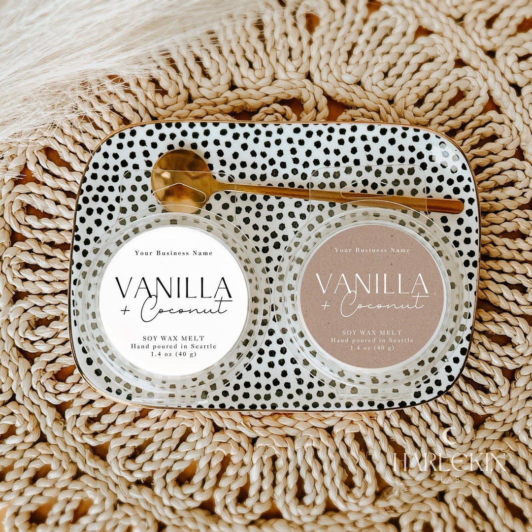 Editable Round Wax Melt Label, DIY Minimalist Wax Tart Sticker ...