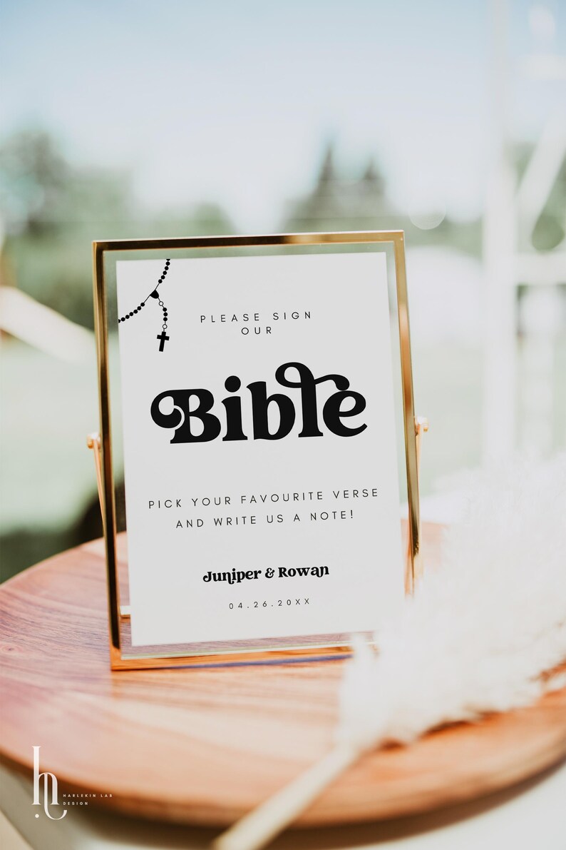 Printable Guest Book Bible Sign Template, Rosary Bible Verse Guestbook ...