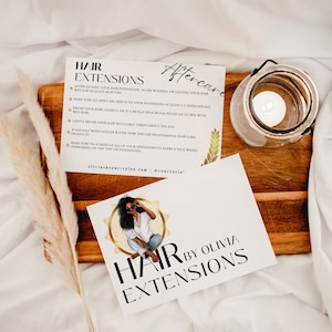 Hair Extensions Aftercare Card Template, Editable Luxury Care Card, How ...