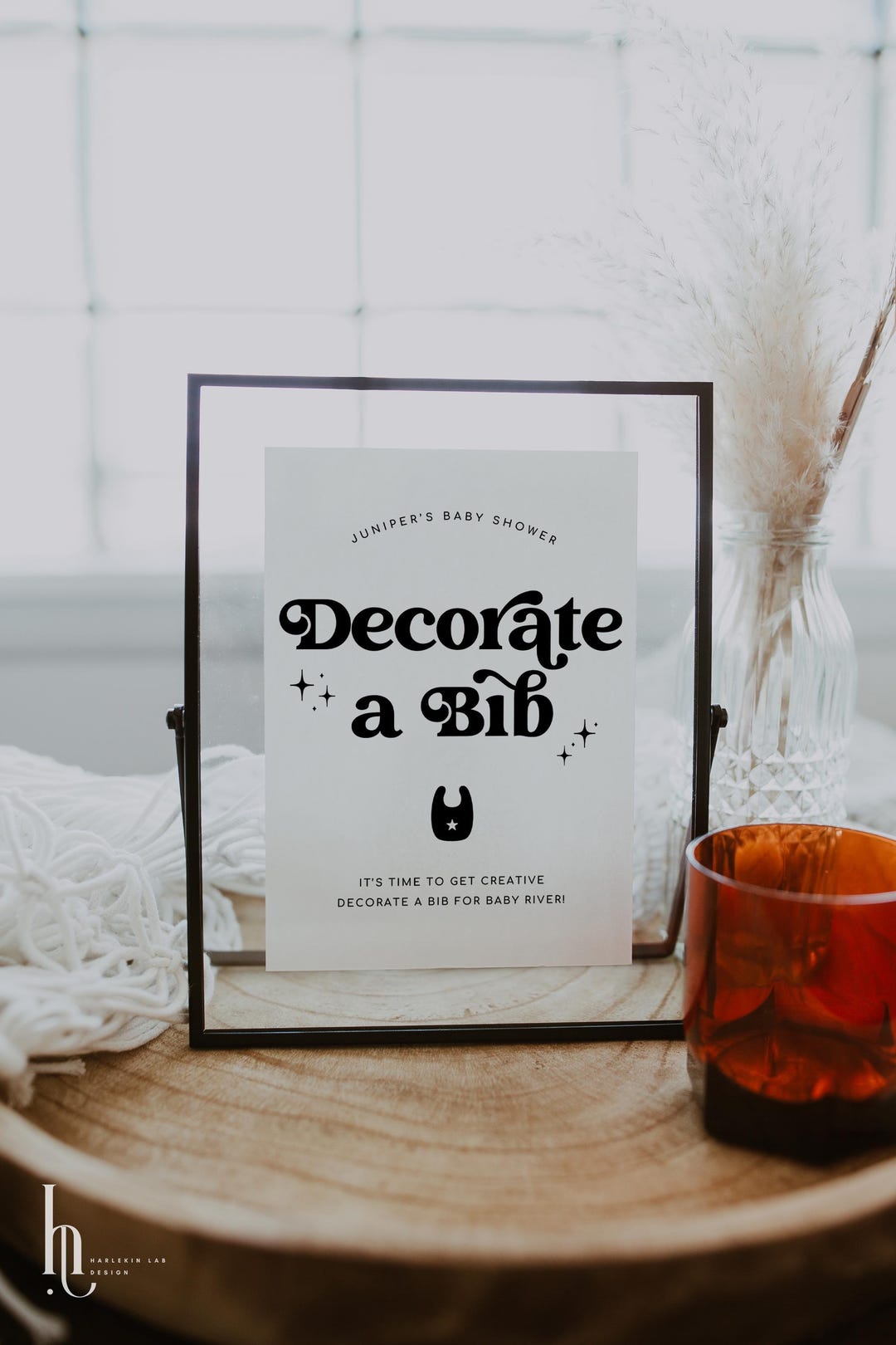 MIRAY Decorate A Bib Sign Template, Printable Bib Decorating Station ...