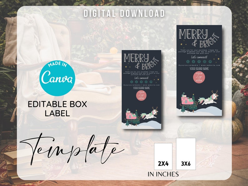 Editable Christmas Box Label Template, Winter Shipping Label Design ...
