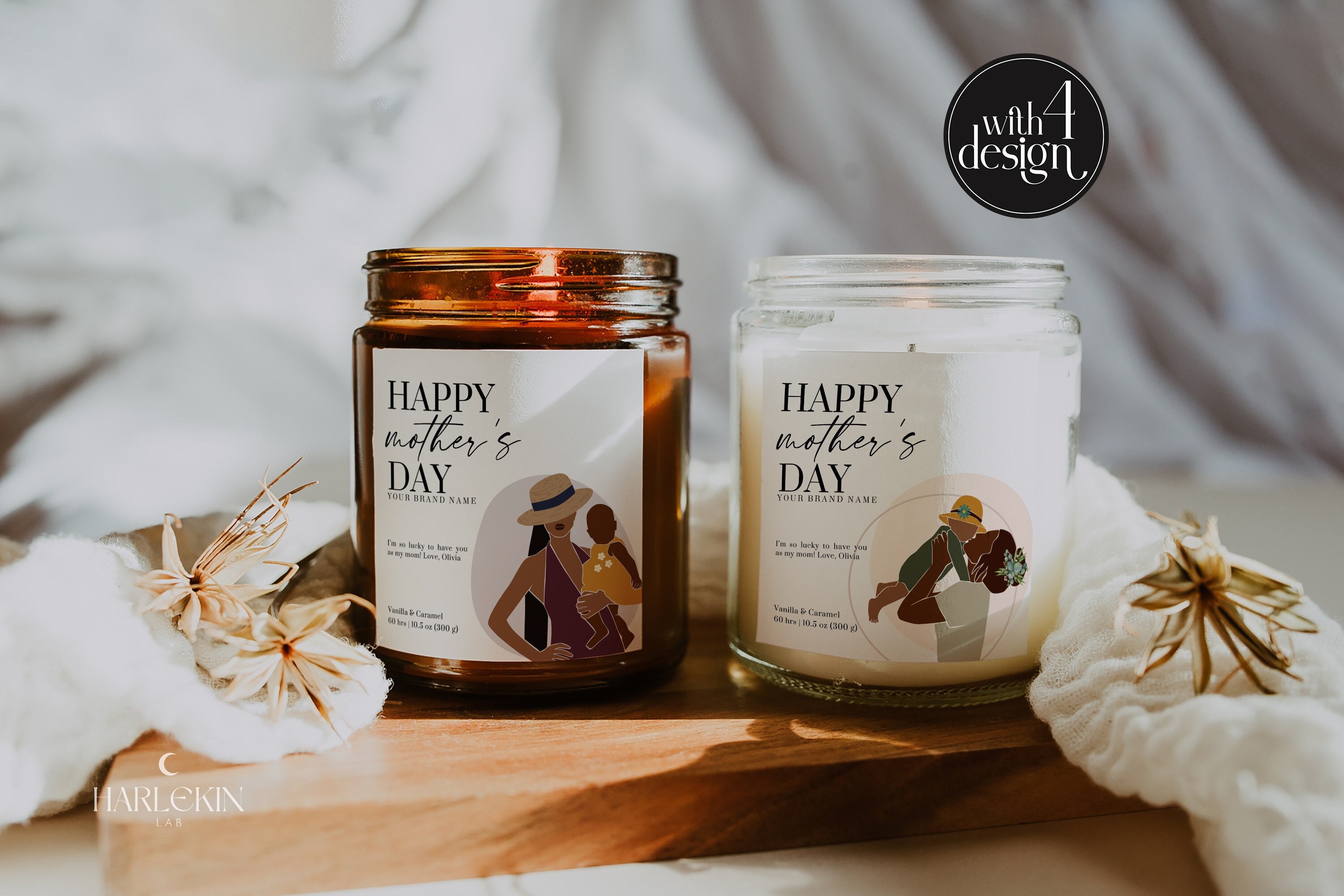 Editable Mothers Day Candle Label, Customizable Canva Template, DIY ...