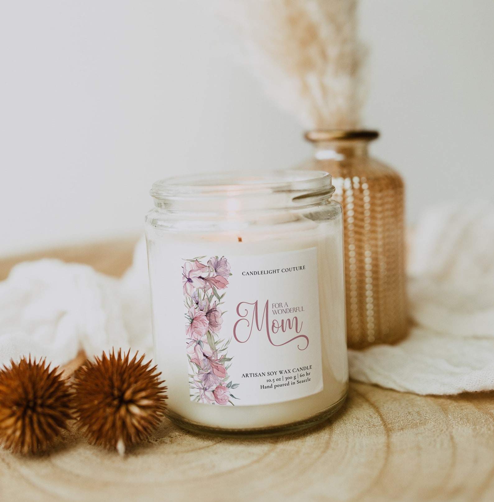 Editable Mothers Day Candle Label, Customizable Canva Template, DIY ...