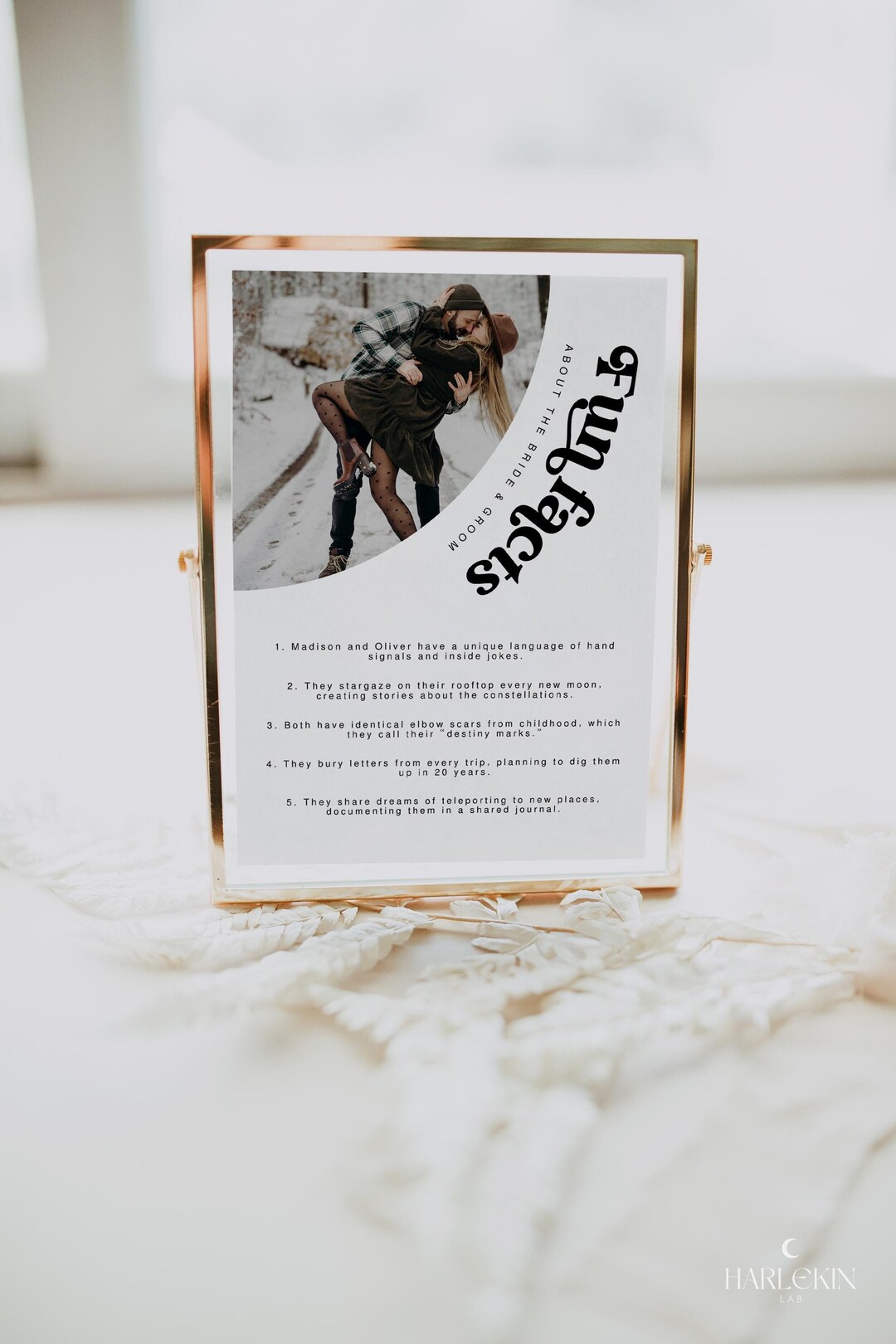 Fun Fact About the Bride and Groom Sign Template, Editable Modern Photo ...