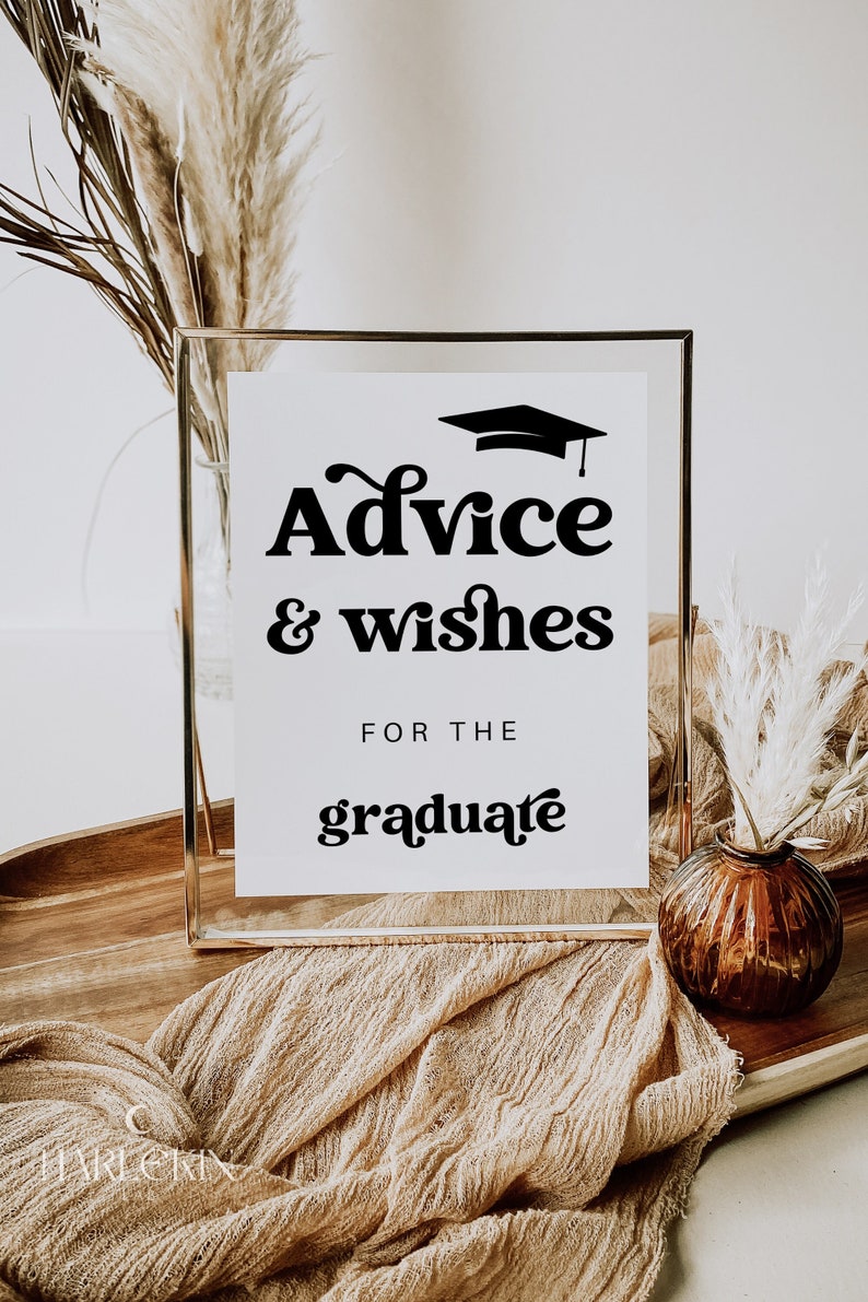 Graduation Advice and Wishes Sign, Editable Graduation Party Card ...