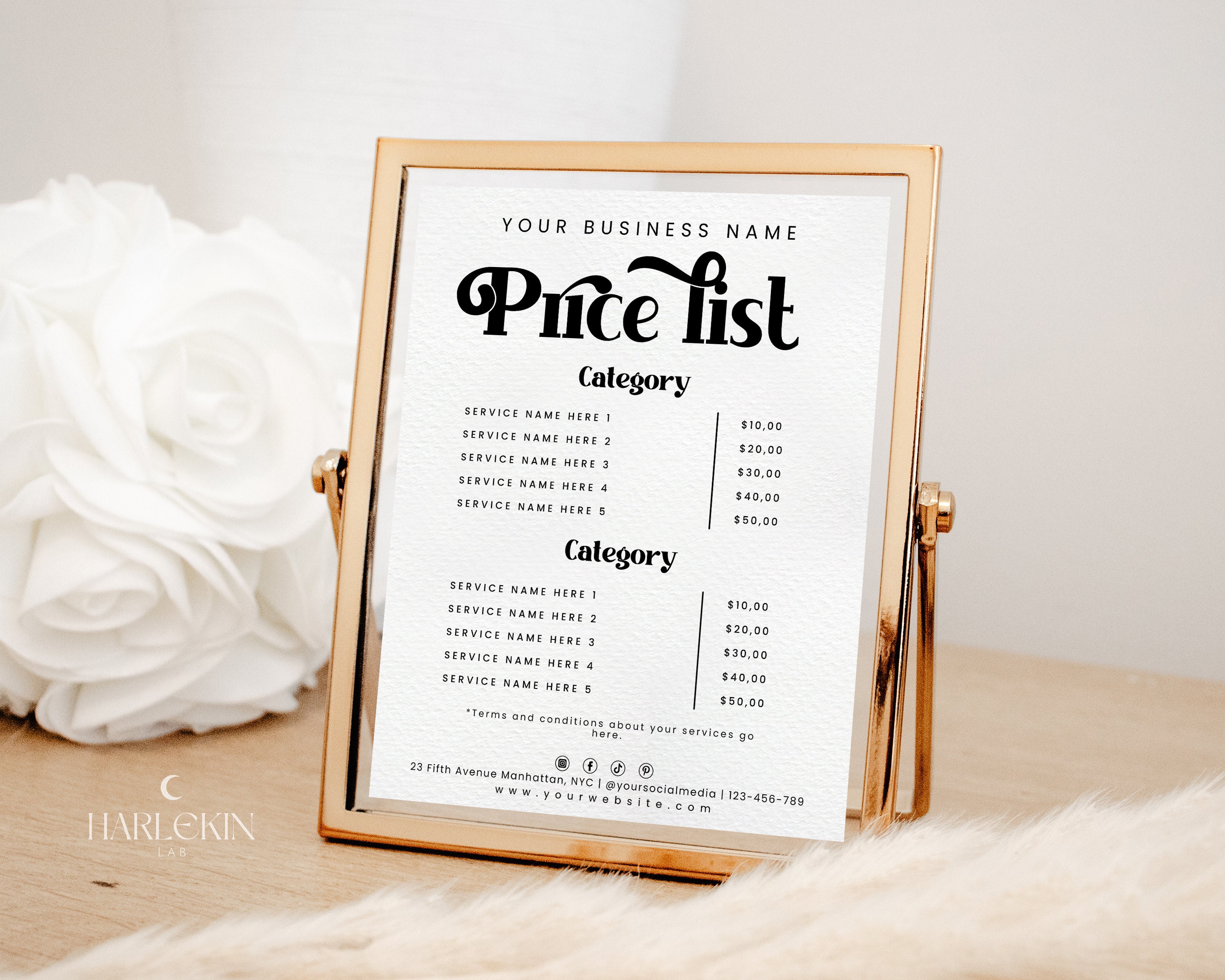 Editable Retro Vendor Price List, DIY Printable Salon Price Sheet ...