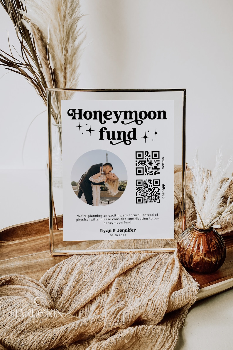 Editable Honeymoon Fund Sign, DIY Venmo QR Code Wedding Wish Sign ...