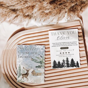 Editable Snowy Christmas Thank You Card Customizable Thanks - Etsy