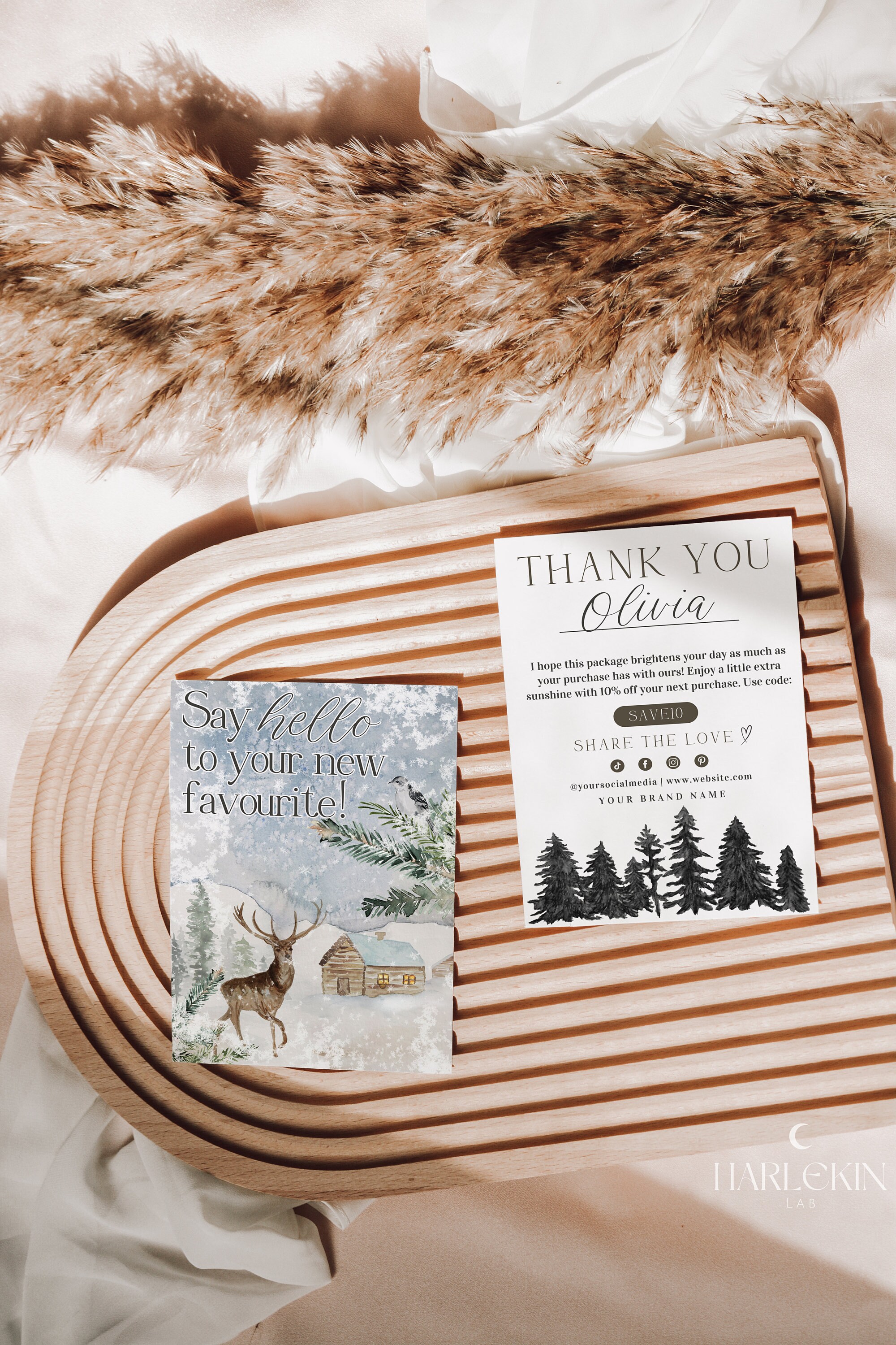 Editable Snowy Christmas Thank You Card Customizable Thanks - Etsy