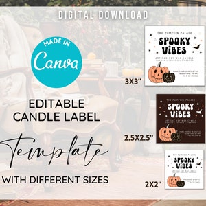 Halloween Candle Label Set, Customizable Canva Template, DIY Autumn ...