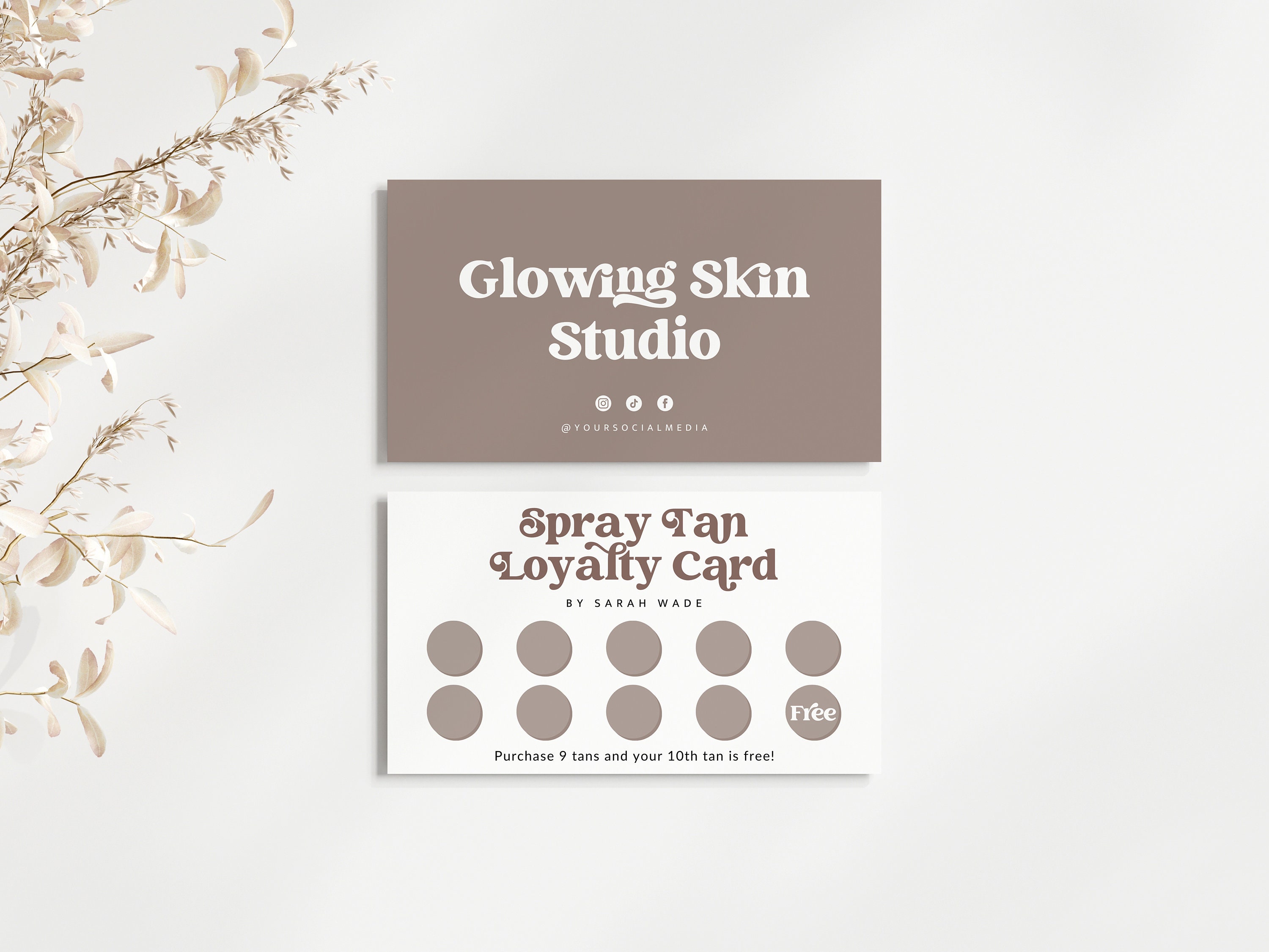 Editable Spay Tan Loyalty Card Template, Modern Canva Customer Card ...