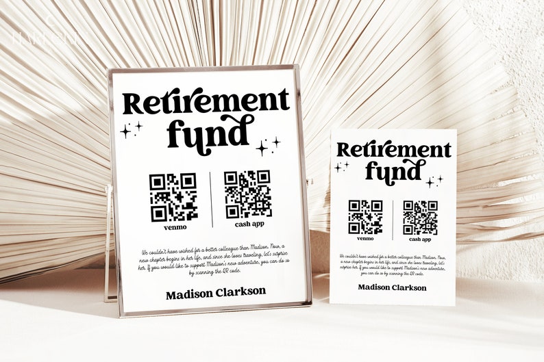 Editable Modern Retirement Celebration QR Code Sign Template, DIY ...