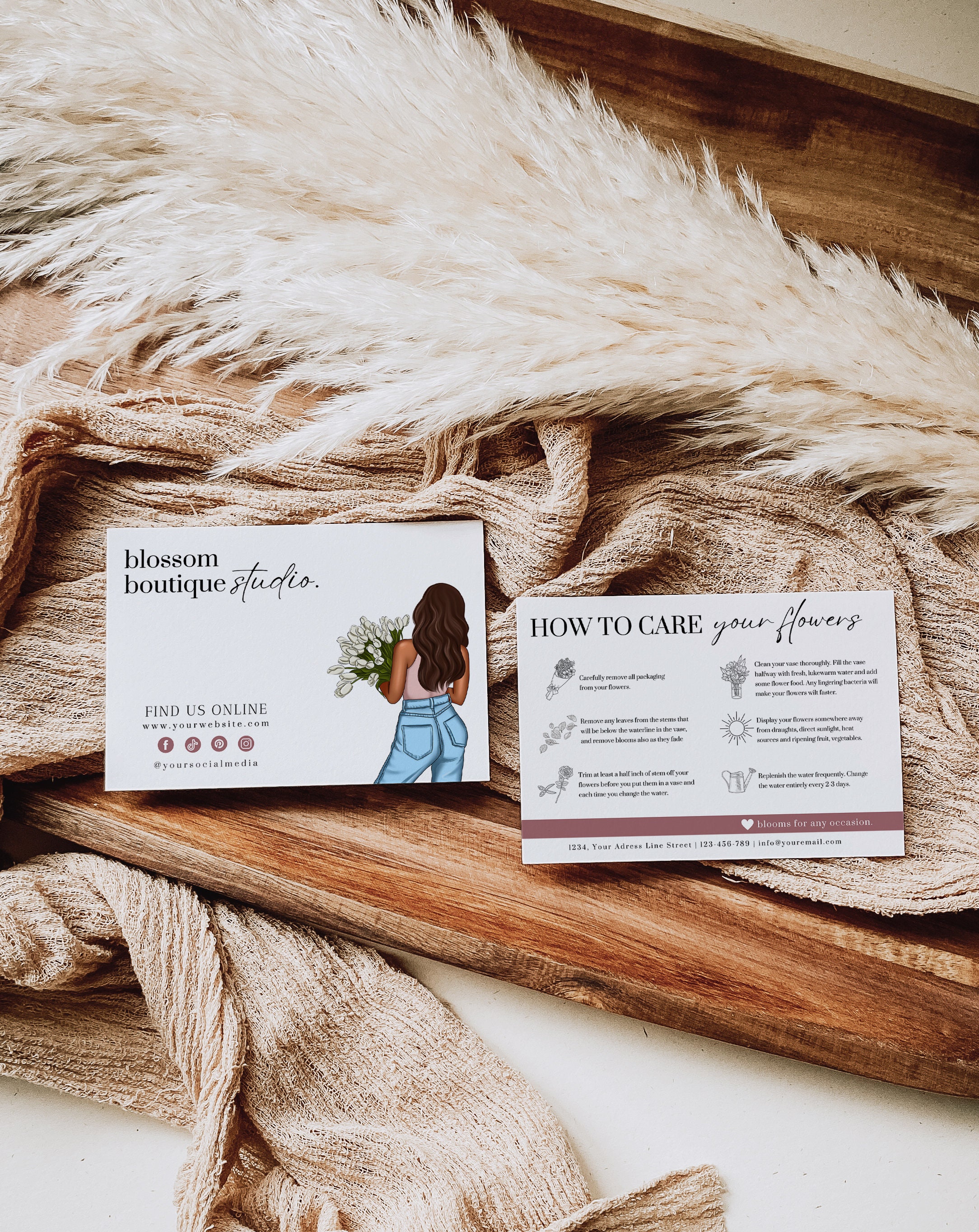 Editable Florist Care Card Template Minimalist Flowers Care - Etsy