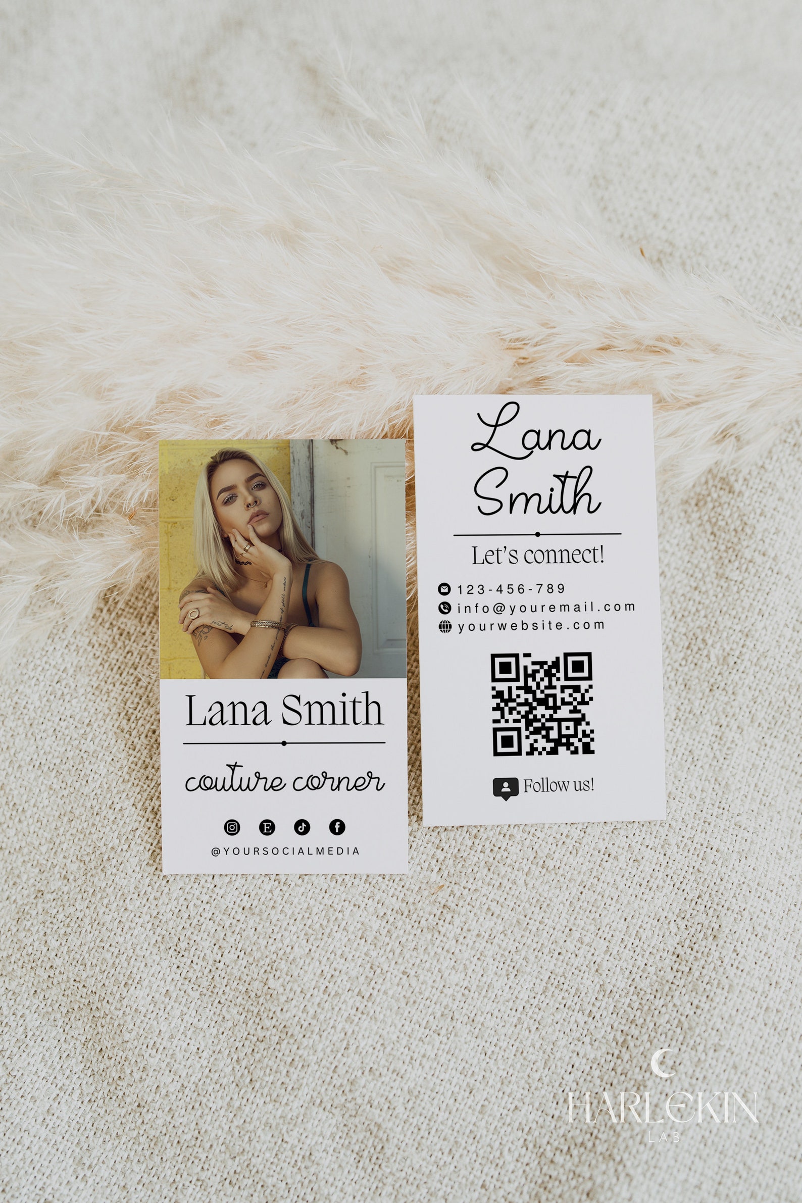 Editable Minimalist Photo Business Card With QR Code, Modern Name Card ...