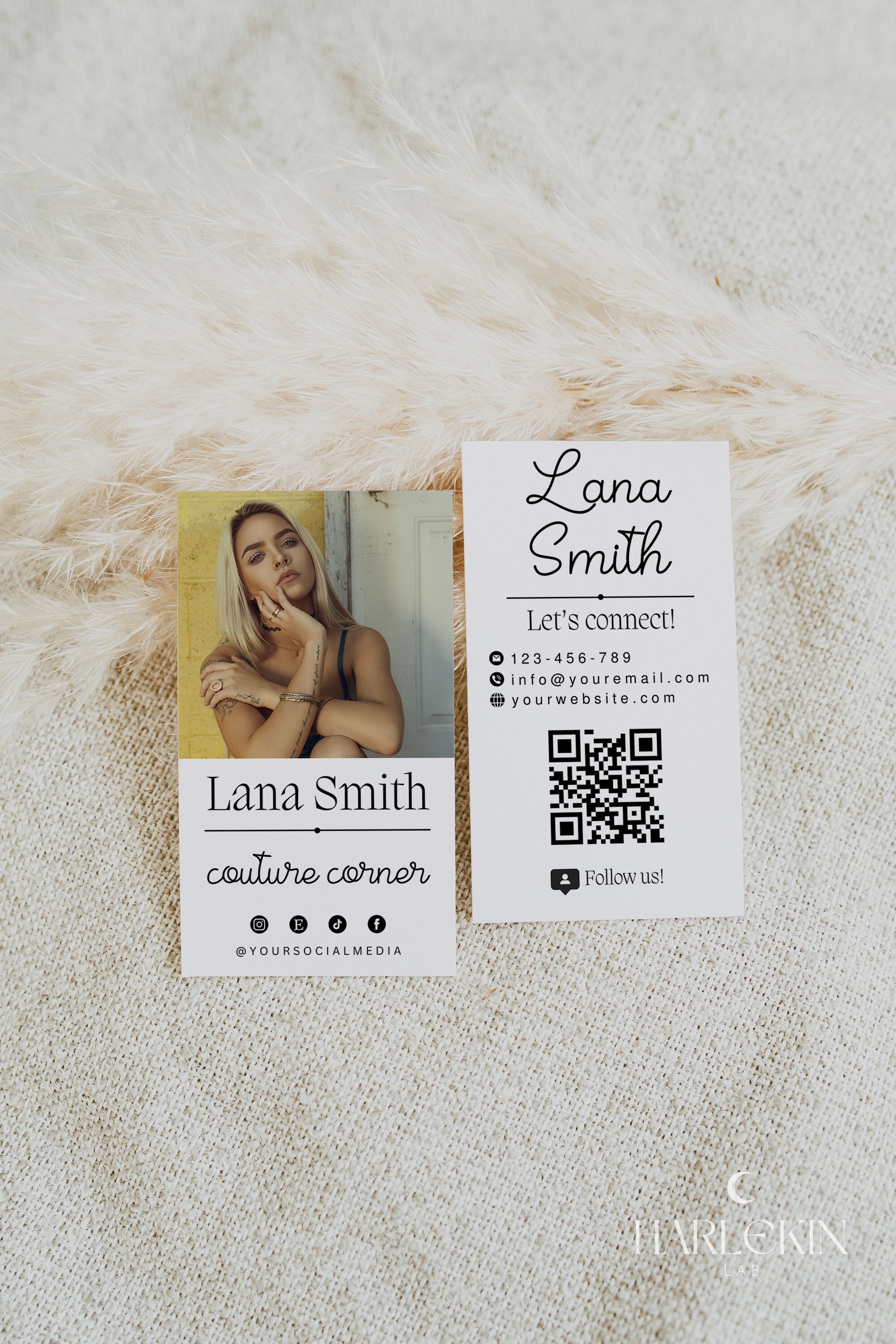 Editable Minimalist Photo Business Card With QR Code, Modern Name Card ...