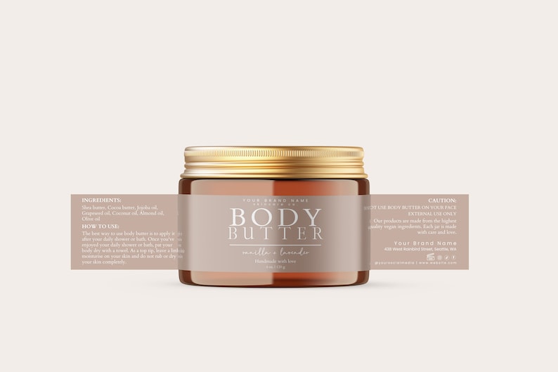 Editable Wrap Whipped Body Butter Label, DIY Bath Butter Canva Template ...