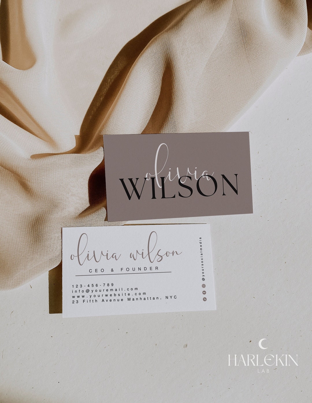 Editable Business Card Template, DIY Elegant Boho Name Card Design ...