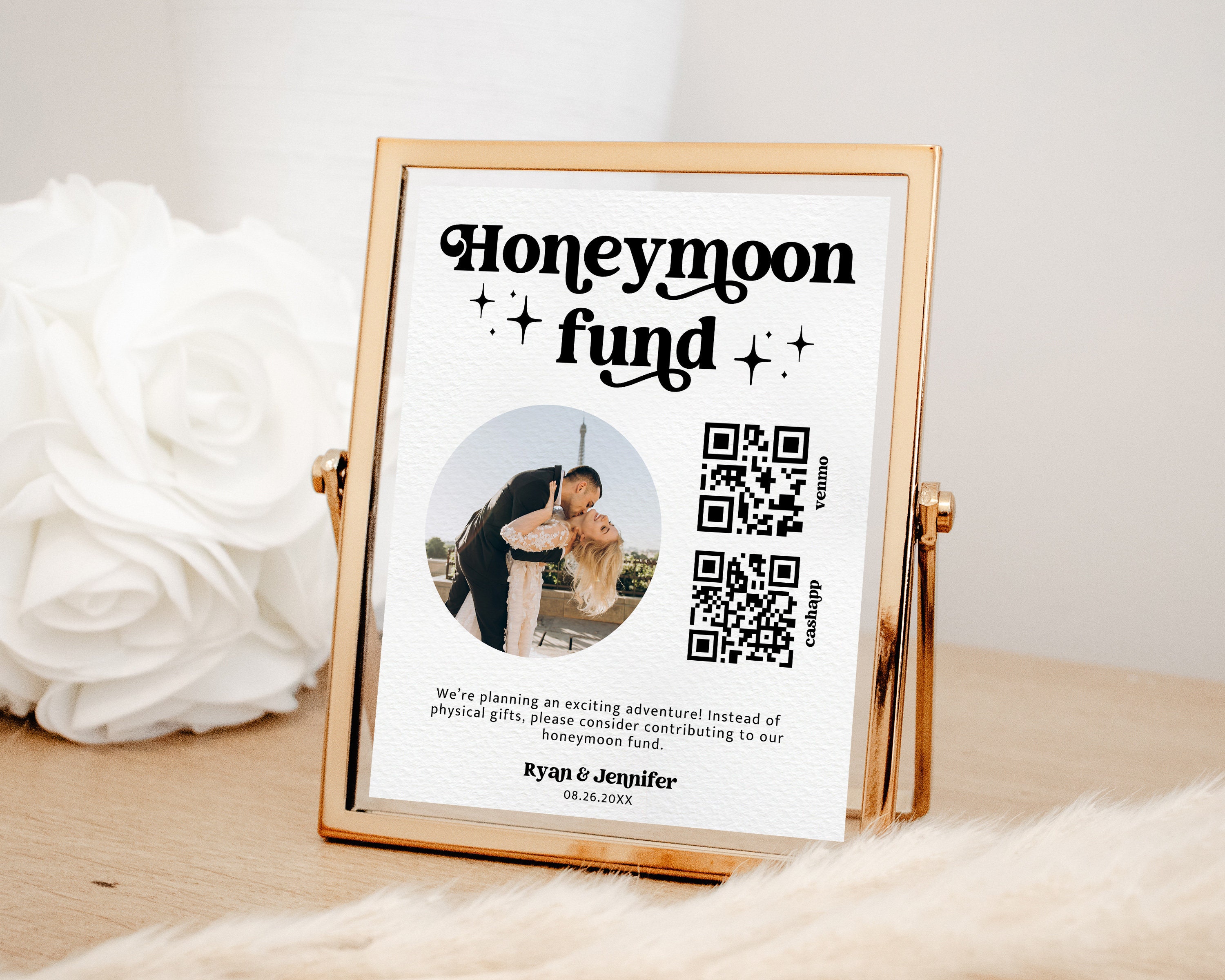 Editable Honeymoon Fund Sign, DIY Venmo QR Code Wedding Wish Sign ...