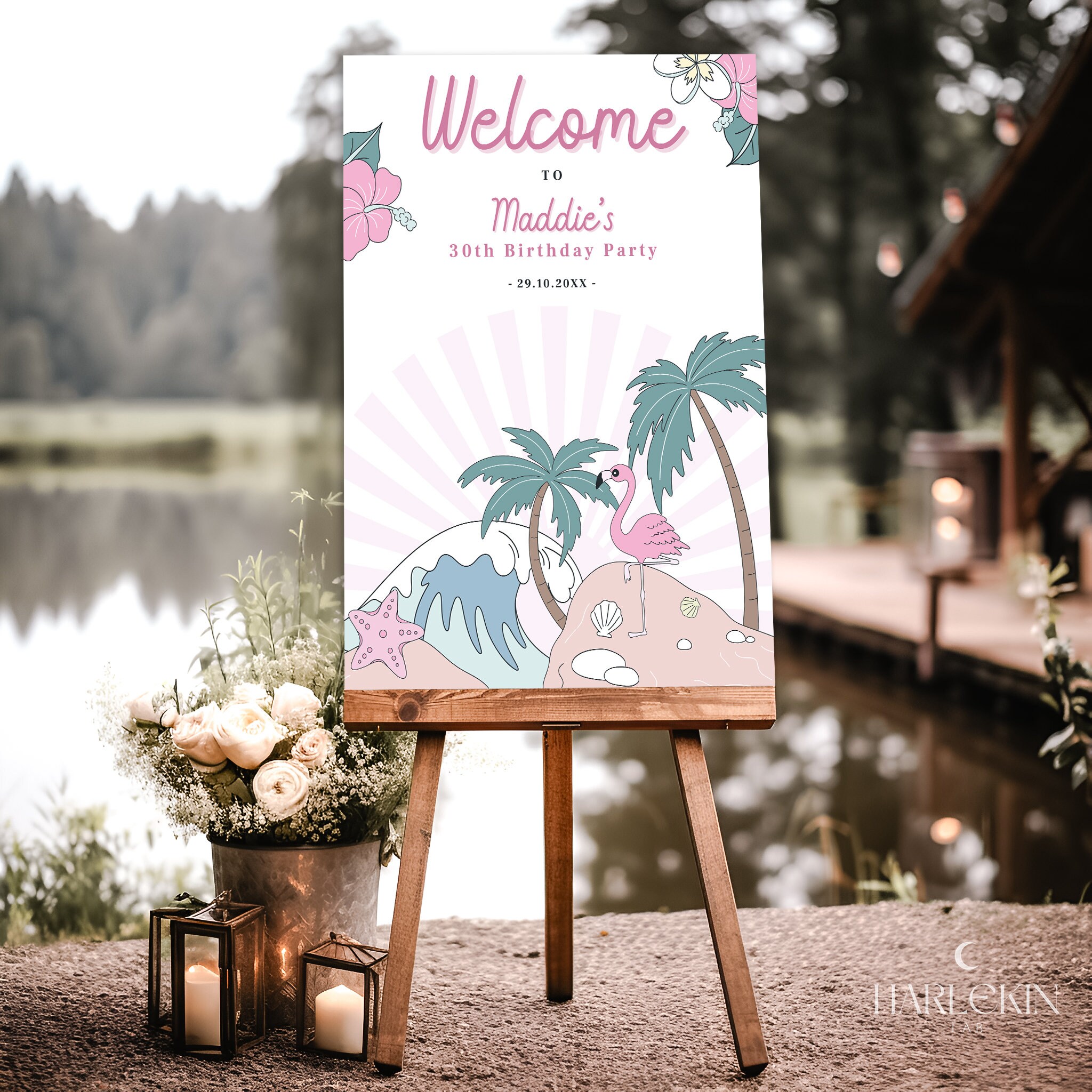 Editable Any Age Beach Birthday Party Decor Welcome Sign, DIY Printable ...