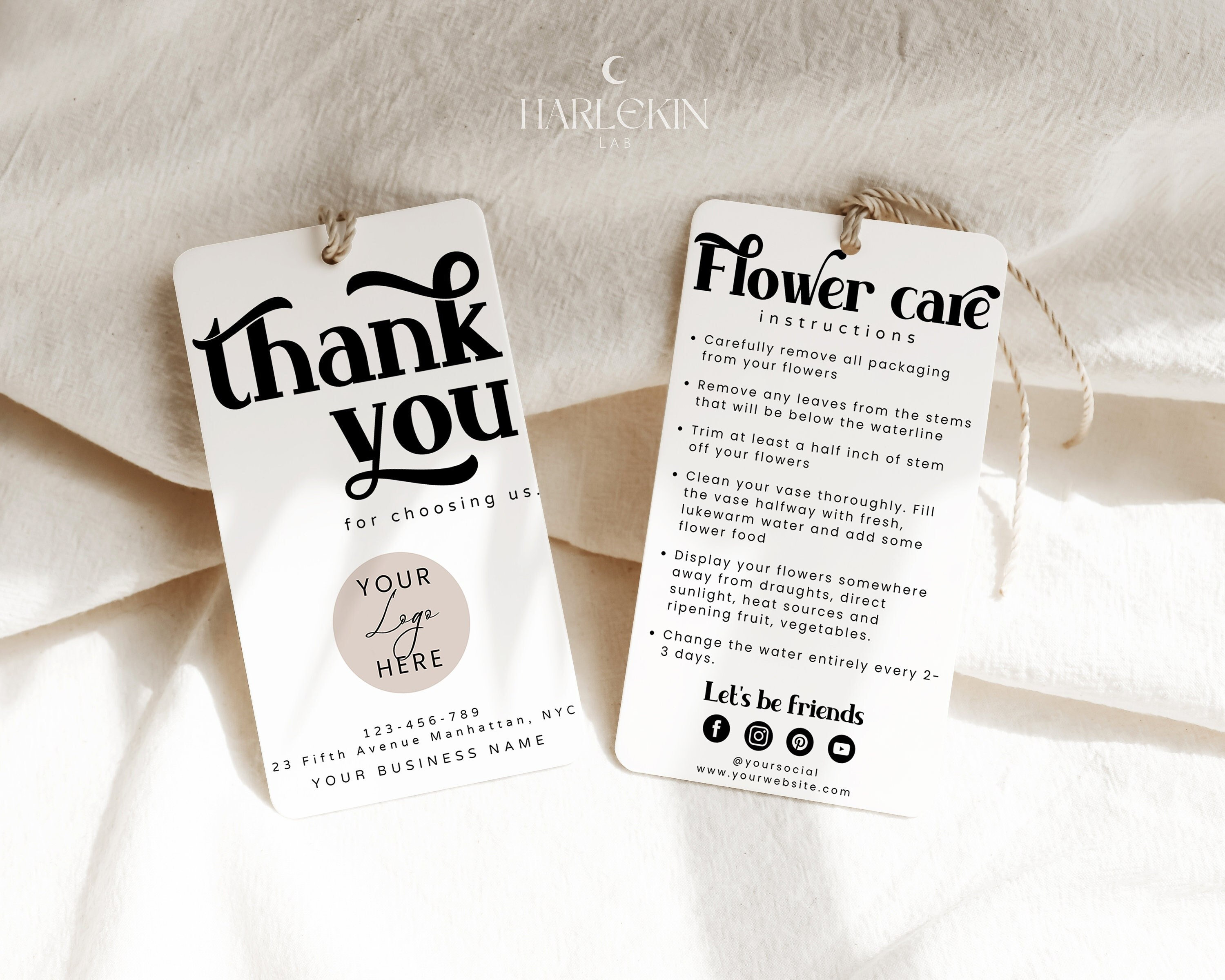 Editable Florist Hang Tag Template, Customizable Minimal Flowers Care ...