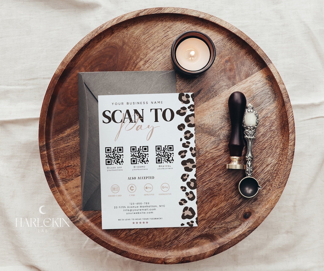 Printable QR Code Sign, Leopard Scan to Pay Sign, Safari Cashapp Paypal ...