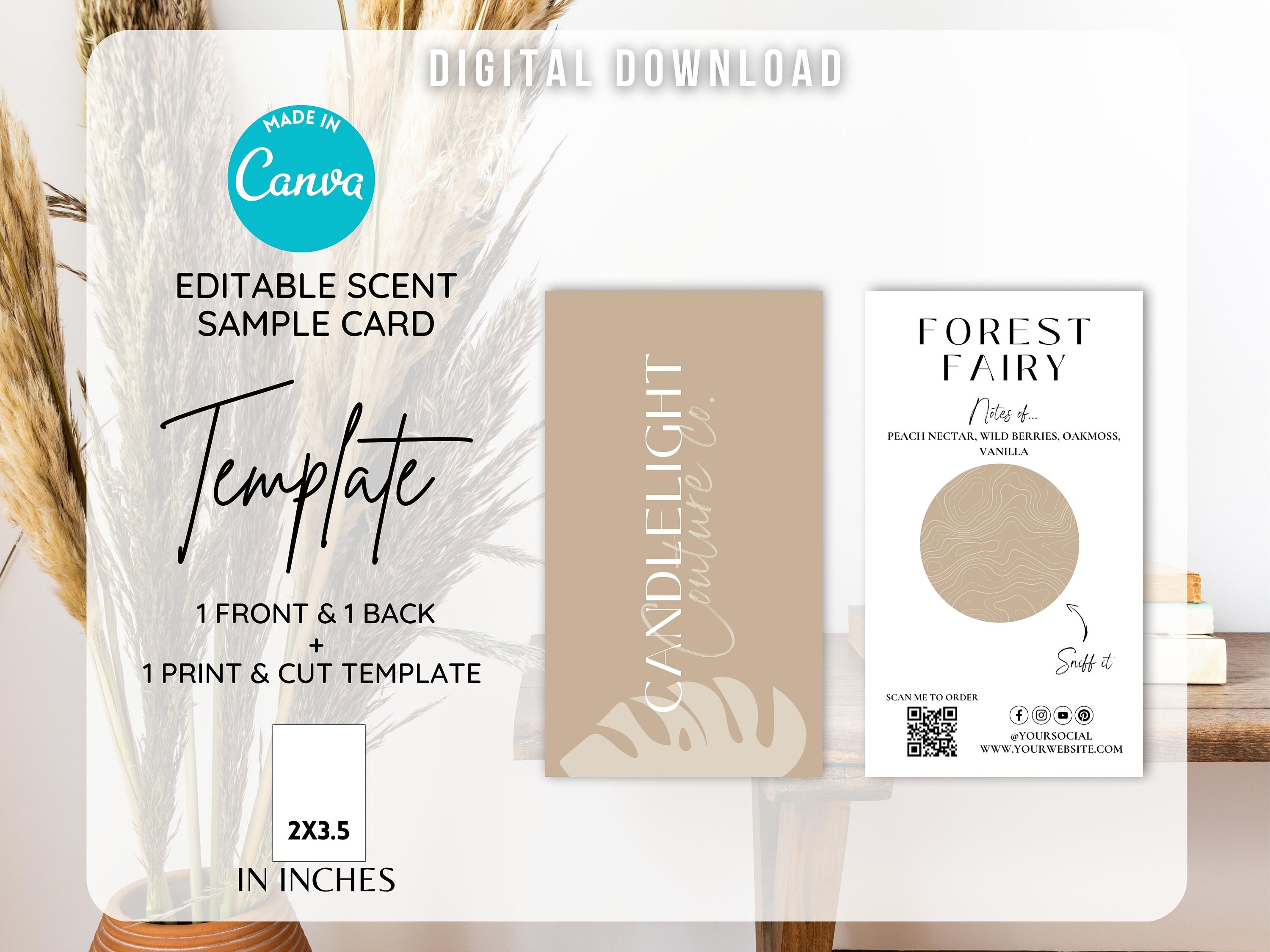 Candle Scent Card Template, Editable Business Tester Card, Wax Melt ...