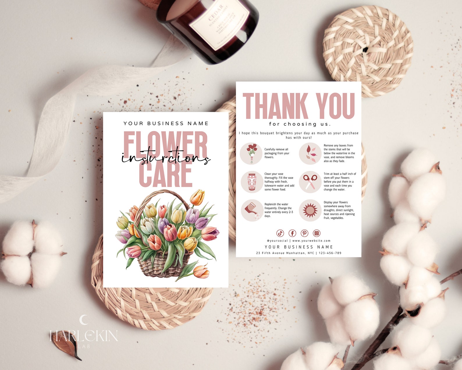 Editable Florist Care Card Template, Minimalist Flowers Care ...