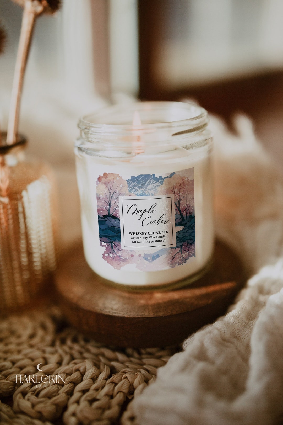 Editable Forest Candle Label, Customizable Canva Template, DIY Modern ...