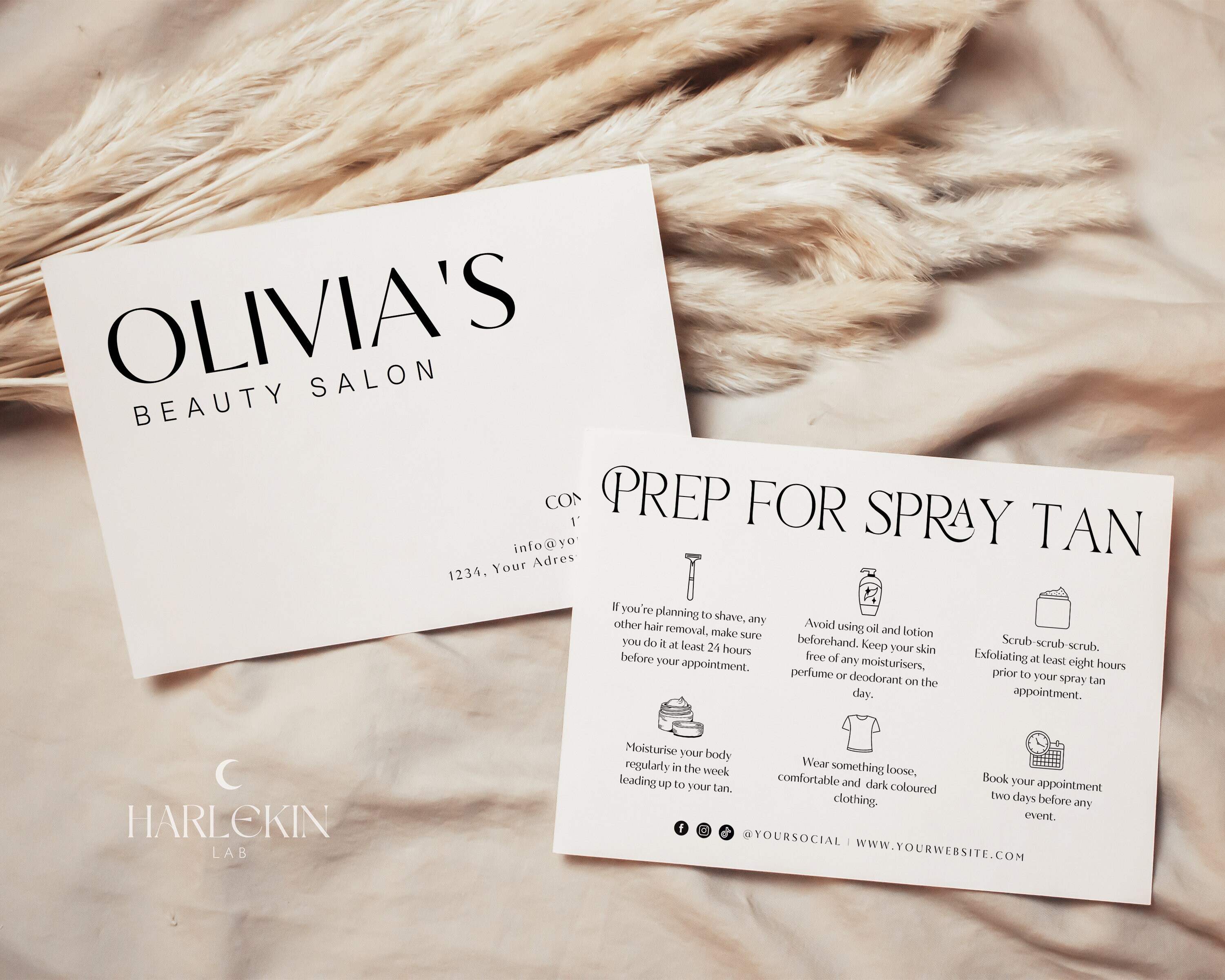Editable Spray Tan Prep Card Template, DIY Artist Tanning Care Card ...