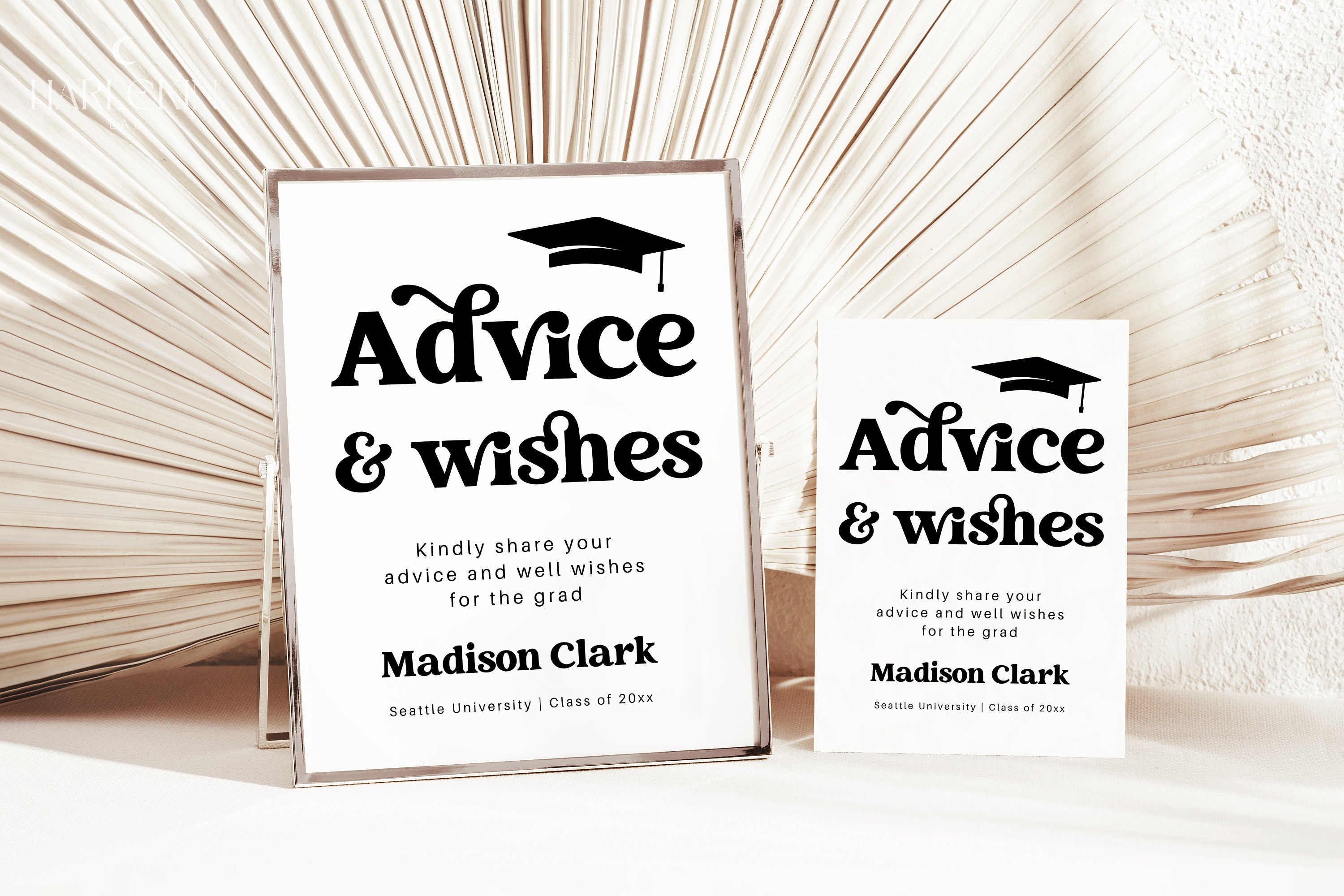 Editable Graduation Advice and Wishes Sign, Graduation Party Card ...